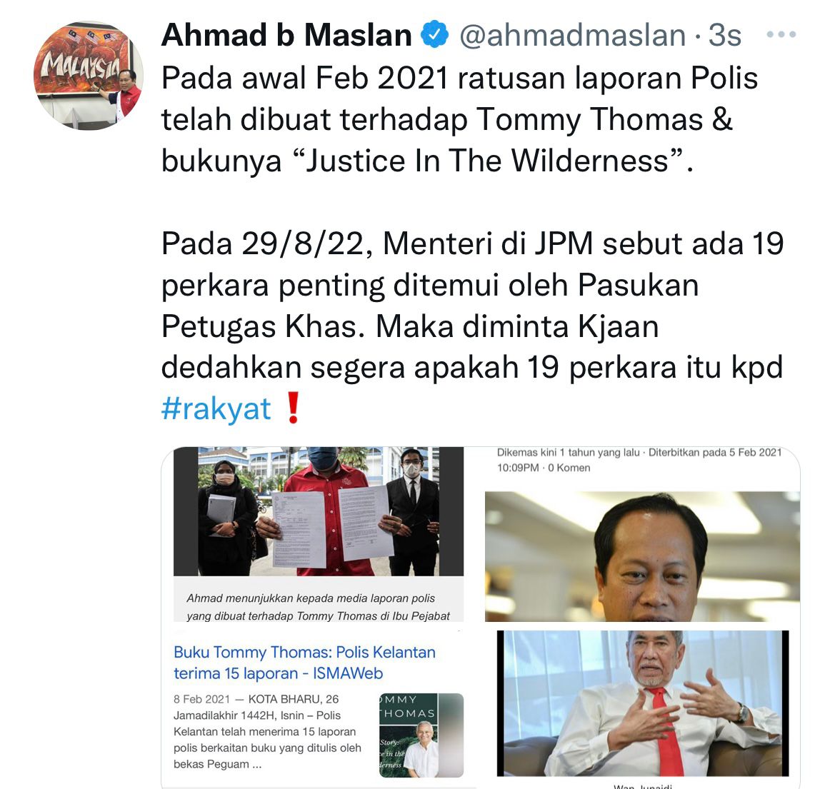 SUA Gesa Kerajaan Dedah 19 Perkara Penting Ditemui Dalam Buku Tommy Thomas