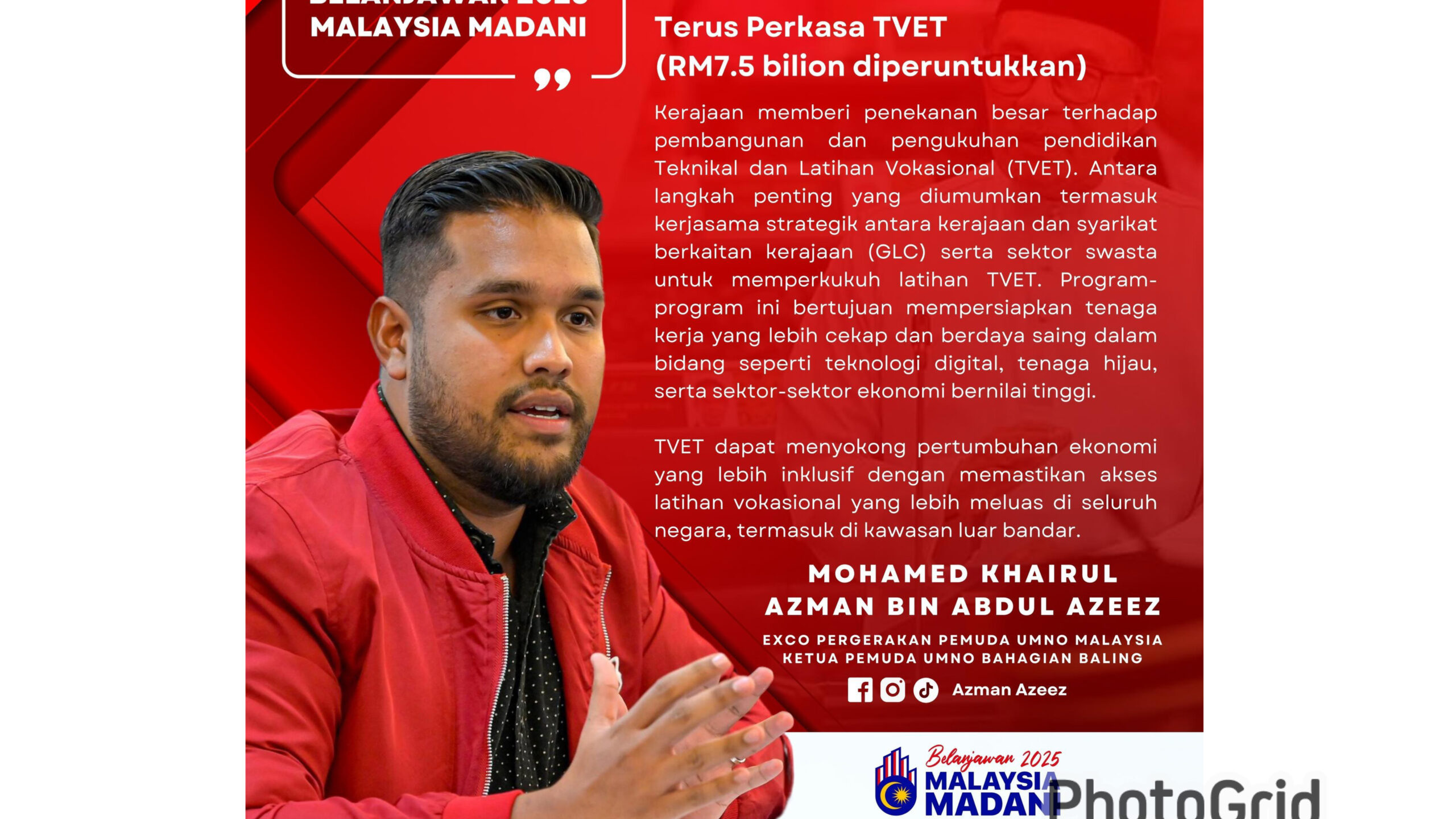 Pemuda UMNO Hargai Usaha Keras Presiden Untuk Perkasakan TVET – Azman Azeez