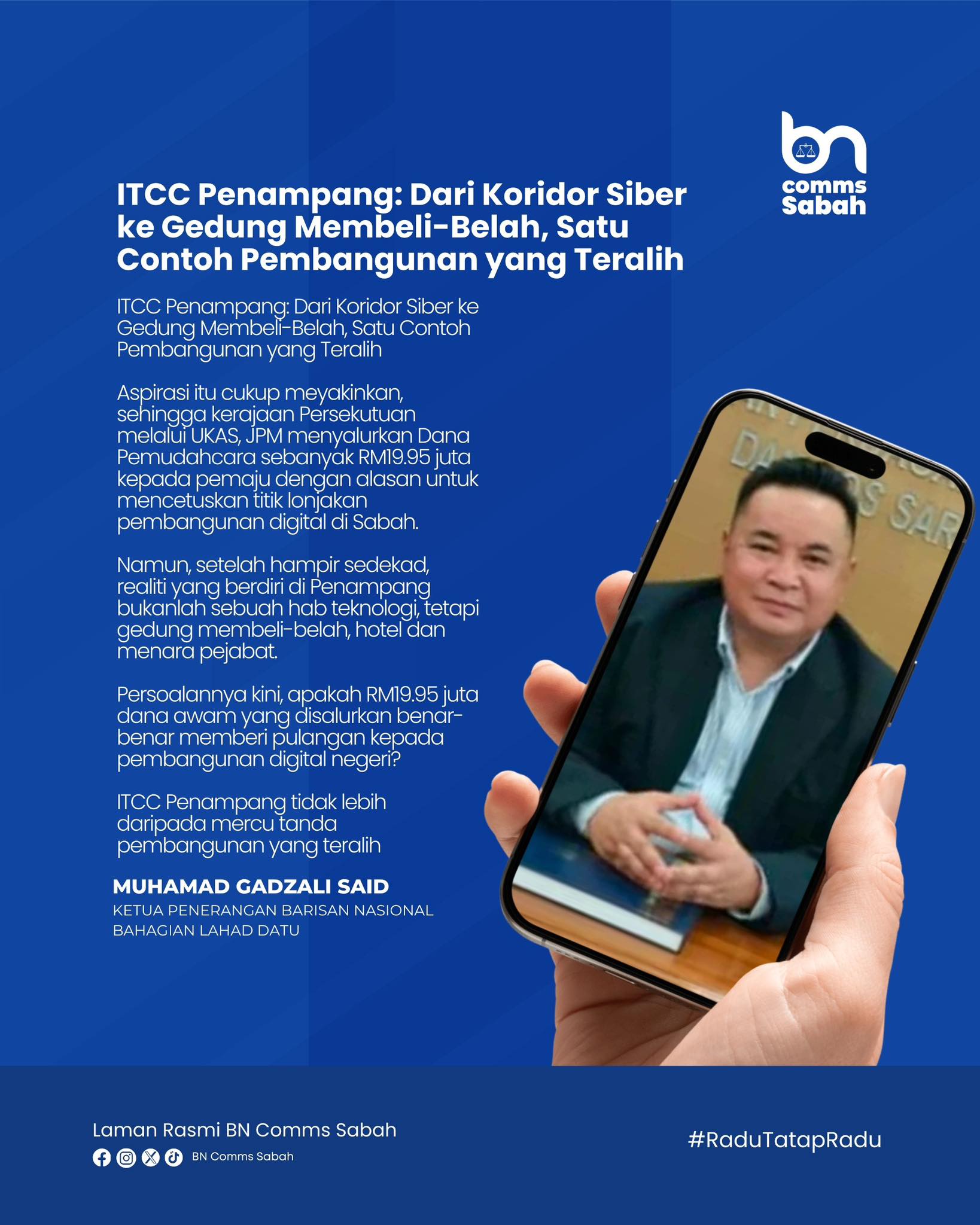 ITCC Penampang Bukan Hab Teknologi Seperti Dijanjikan – Gadzali