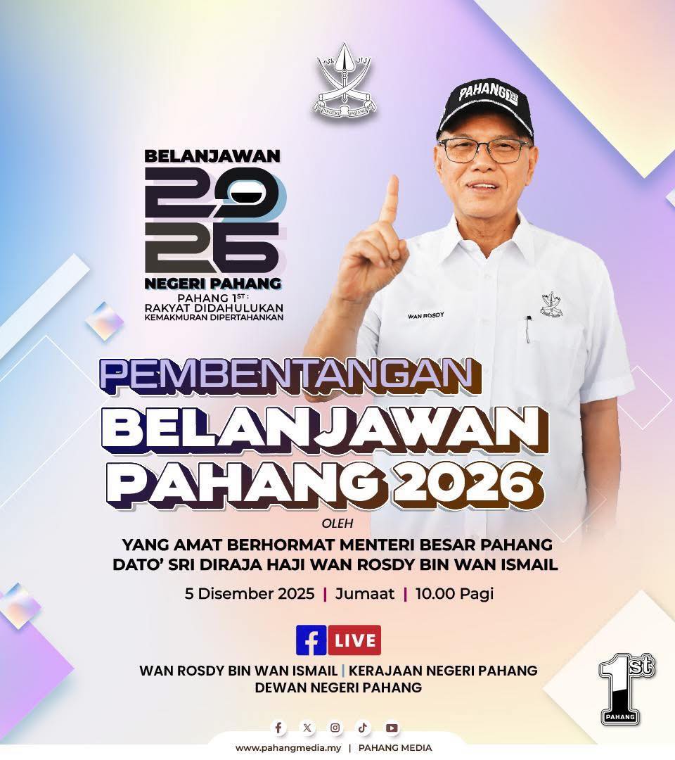 Wan Rosdy Akan Bentang Belanjawan Pahang 2026 Esok, Jam 10 Pagi